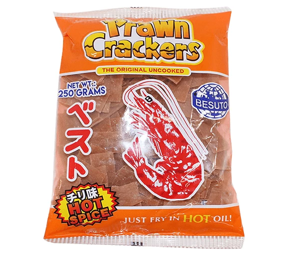 BESUTO PRAWN CRACKERS HOT AND SPICY 250GRAMS – Chuchay Supermarket 2